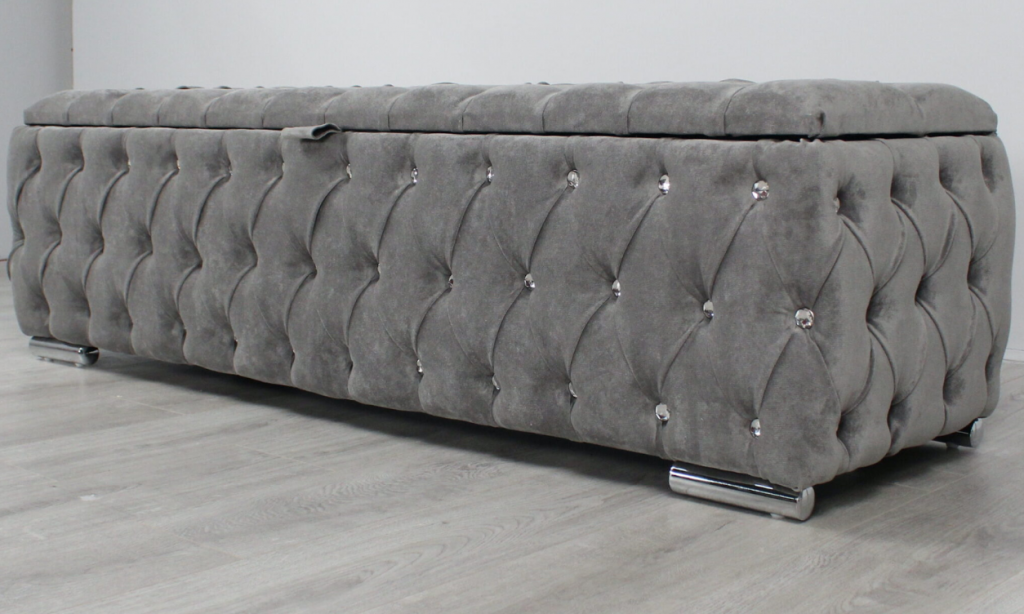Fully Upholstered Chesterfield Buttoned Pouffe Footstool Coffee Table ...